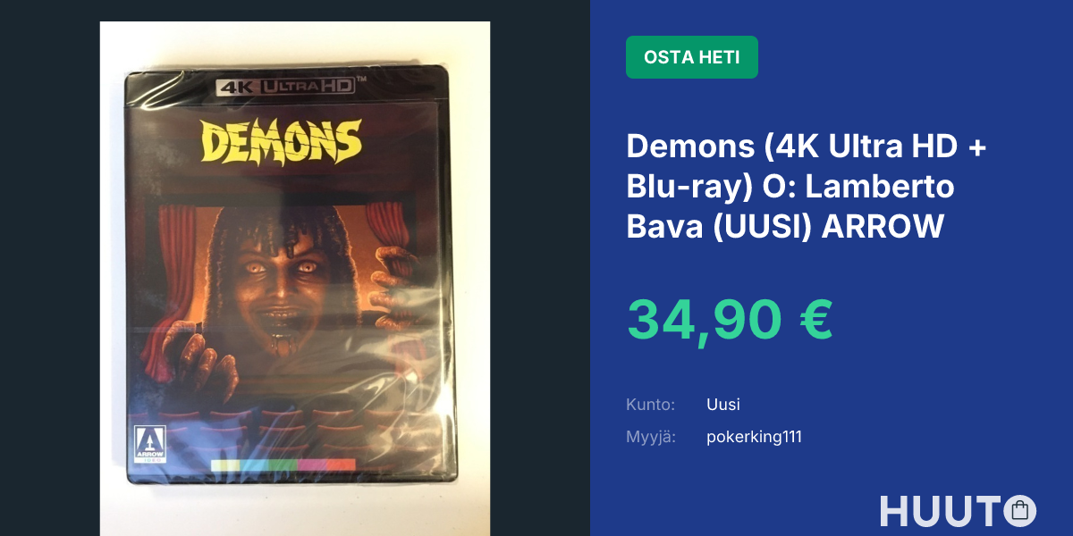 Demons (4K Ultra HD + Blu-ray) O: Lamberto Bava (UUSI) ARROW - Huuto ...
