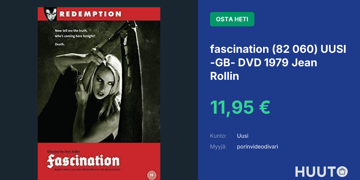 fascination (82 060) UUSI -GB- DVD 1979 Jean Rollin - Huuto.net