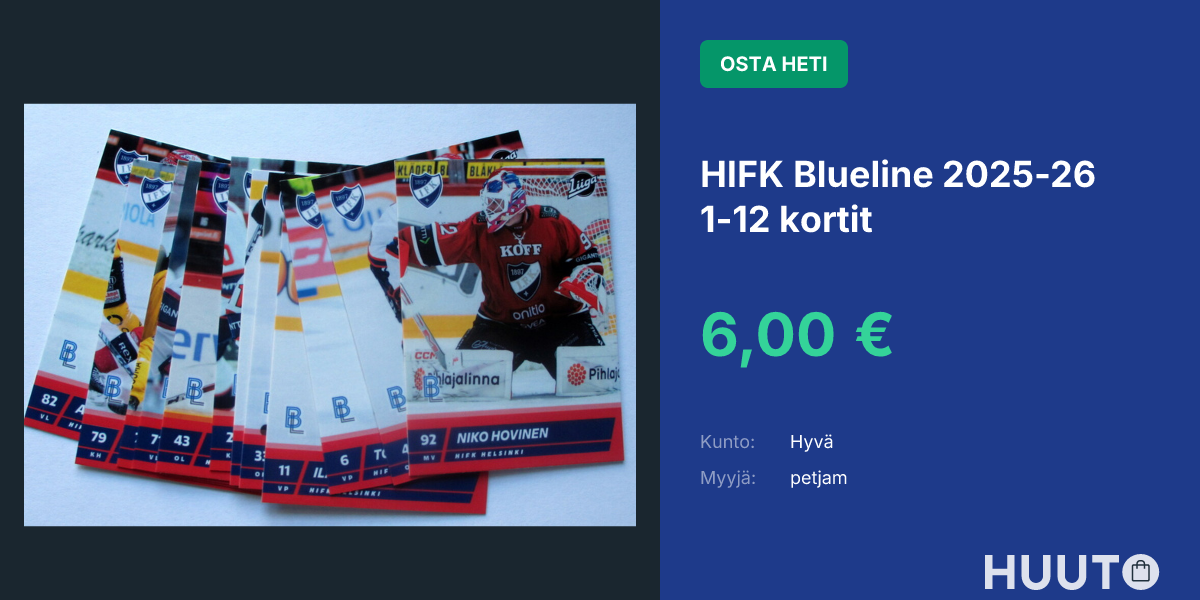 HIFK Blueline 2025-26 1-12 kortit - Huuto.net | Huuto.net