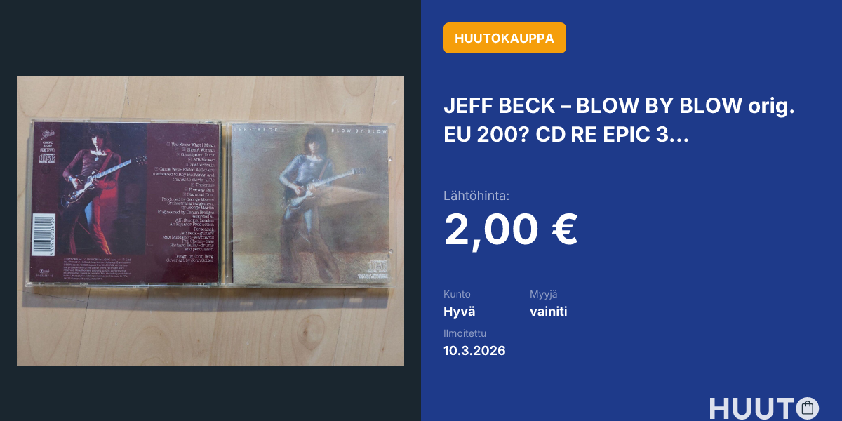 JEFF BECK – BLOW BY BLOW orig. EU 200? CD RE EPIC 32367 - Huuto.net
