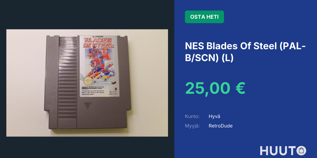 NES Blades Of Steel (PAL-B/SCN) (L) - Huuto.net