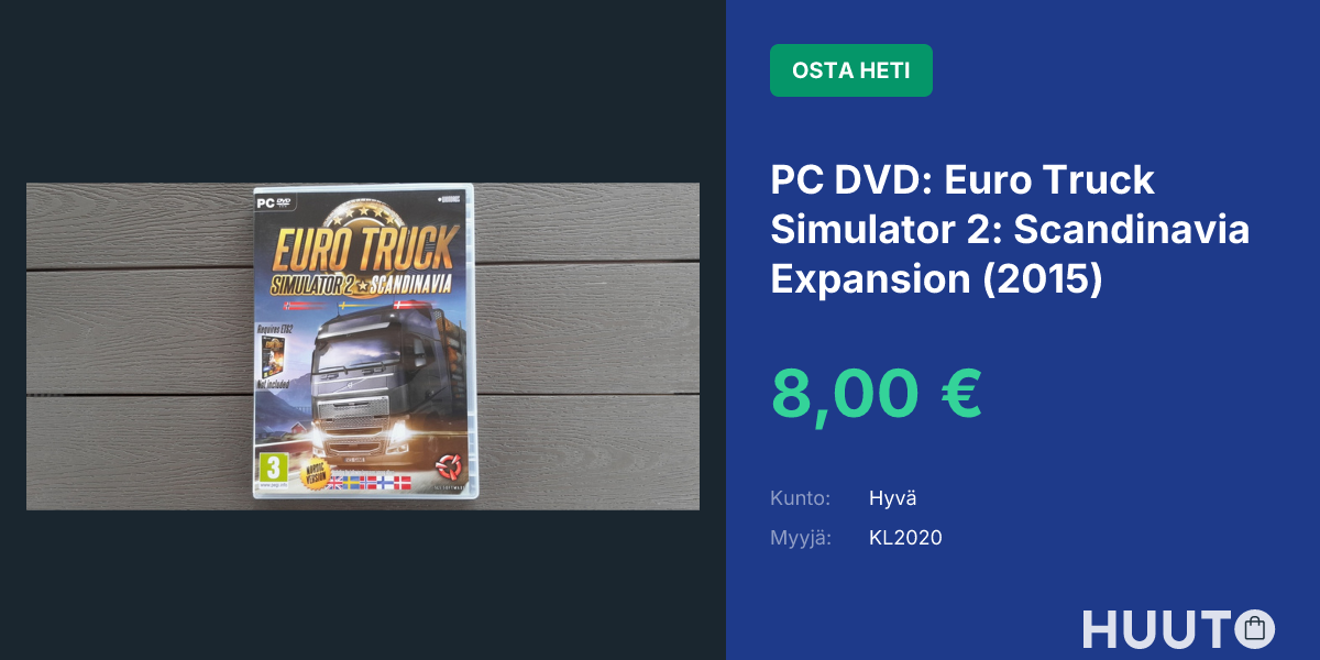 PC DVD: Euro Truck Simulator 2: Scandinavia Expansion (2015) - Huuto ...