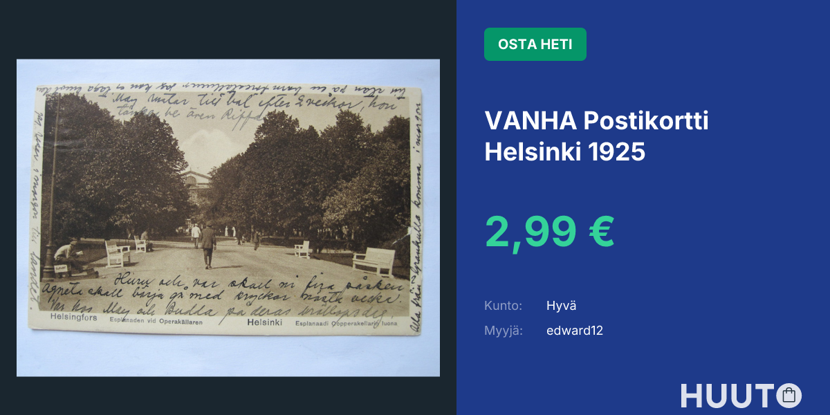 VANHA Postikortti Helsinki 1925 - Huuto.net | Huuto.net