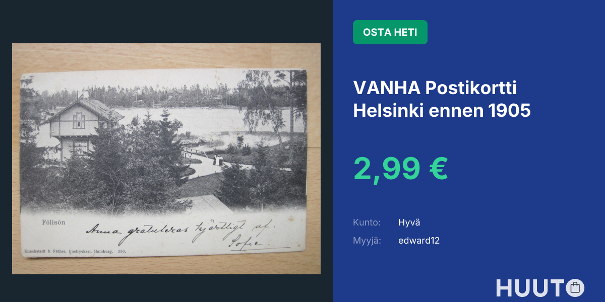 VANHA Postikortti Helsinki ennen 1905 - Huuto.net | Huuto.net