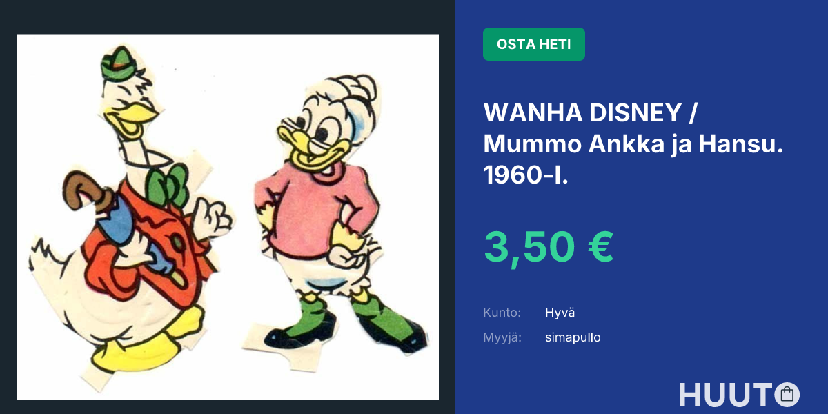 WANHA DISNEY / Mummo Ankka ja Hansu. 1960-l. - Huuto.net | Huuto.net